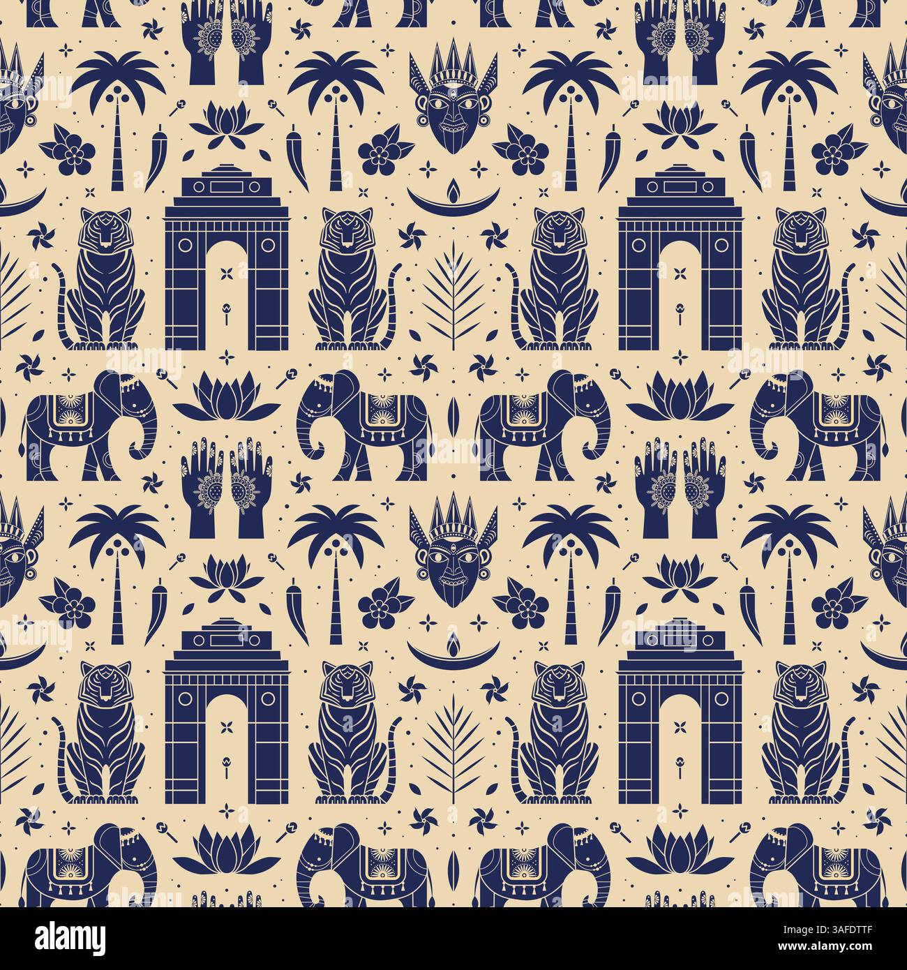 India Travel Pattern with Symbols and Attractions Stock Vector Image ...