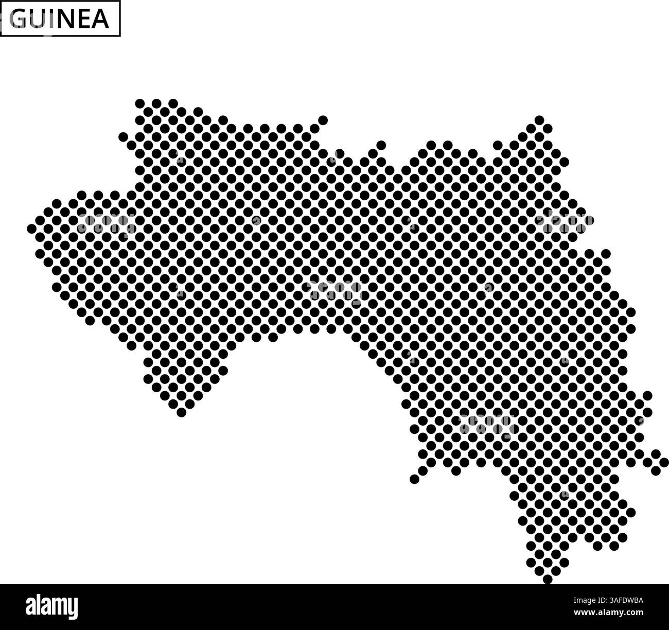 This visual displays a dotted map of Guinea, showcasing its geographic ...