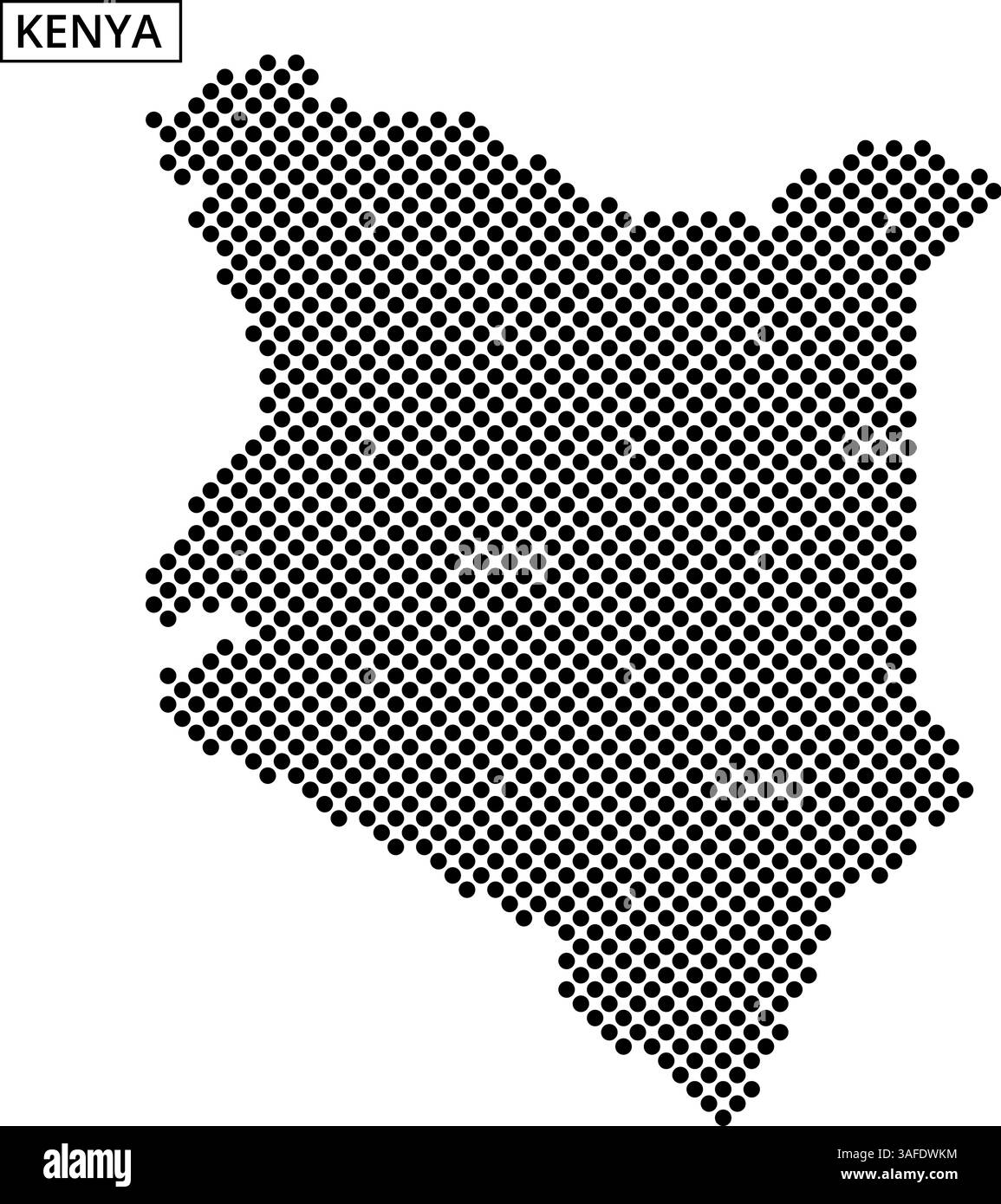 Unique dot pattern representation of Kenya showcasing its geographical ...