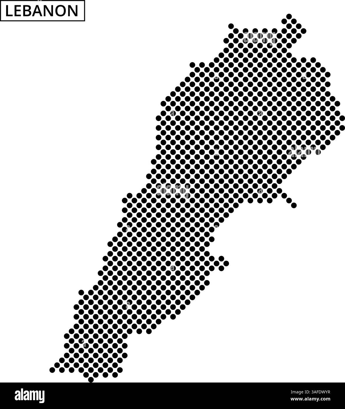 Dotted representation of Lebanon's map showcases its unique shape and ...
