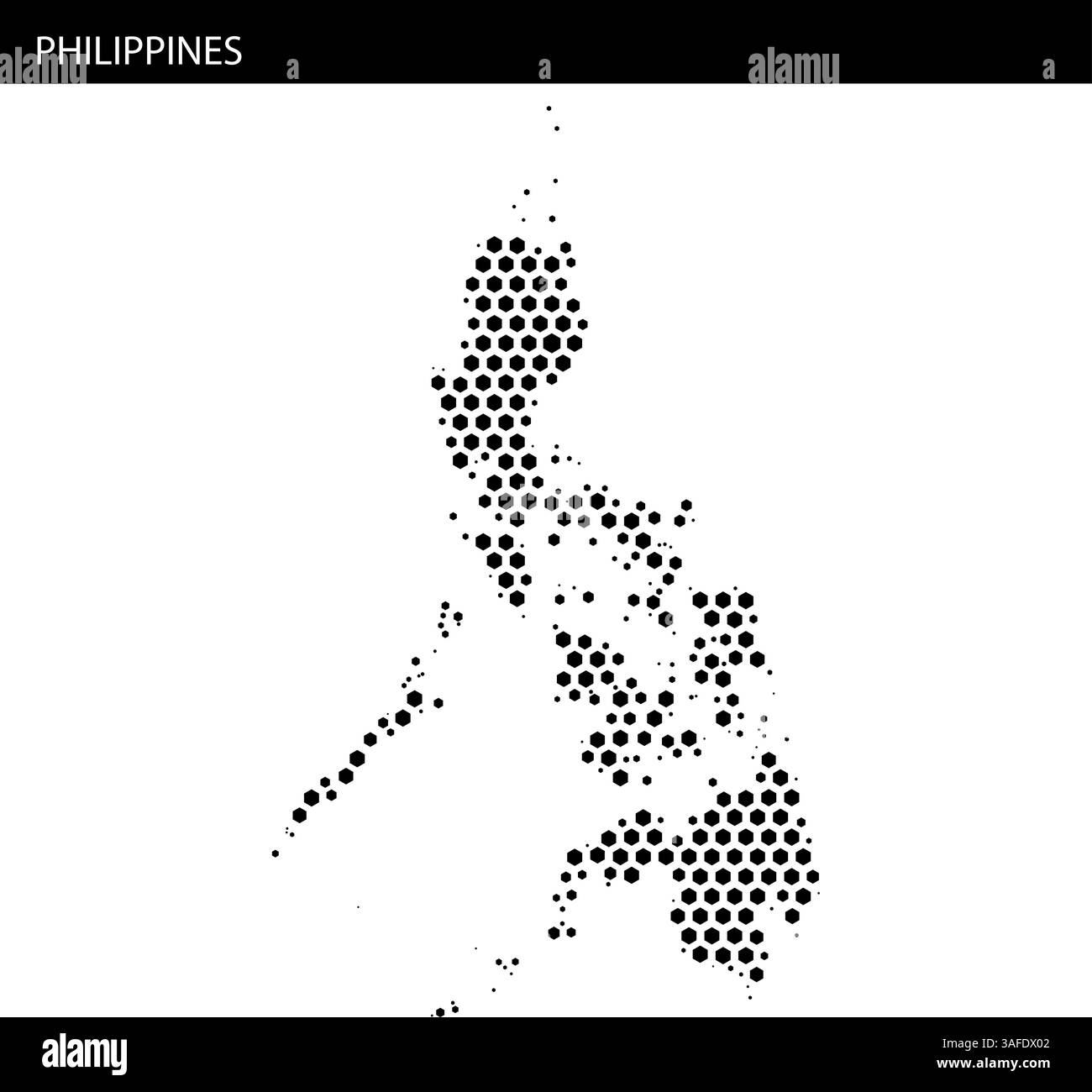A dotted map representing the shape of the Philippines, focusing on its ...