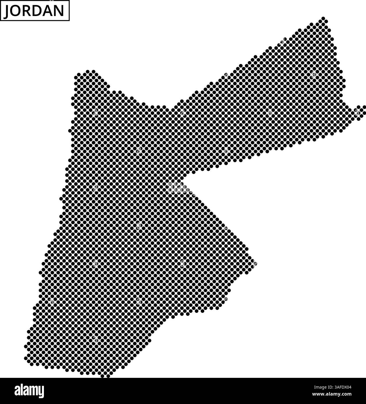 Distinct dotted map showcasing the shape and borders of Jordan ...