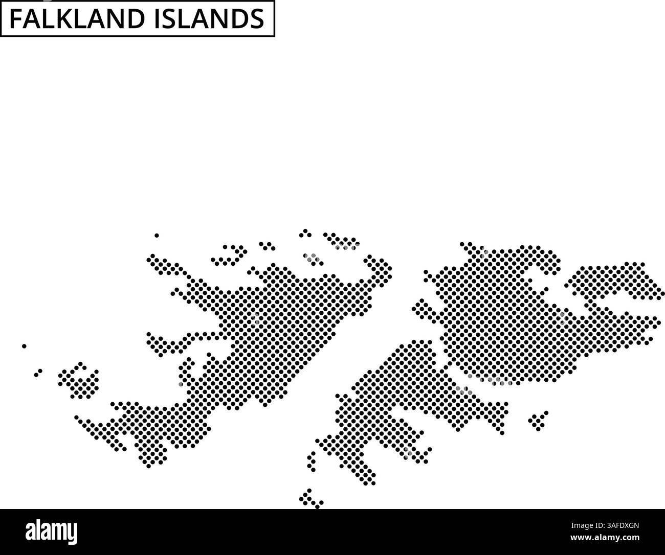 A dotted map highlights the Falkland Islands, showcasing their geography and position in the ...