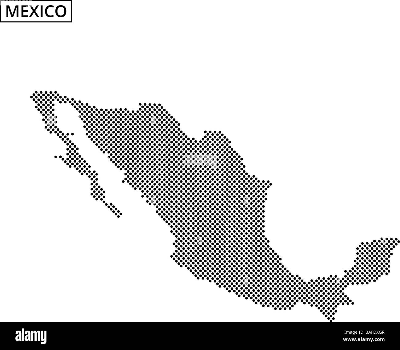 A detailed map of Mexico is represented using dotted patterns ...