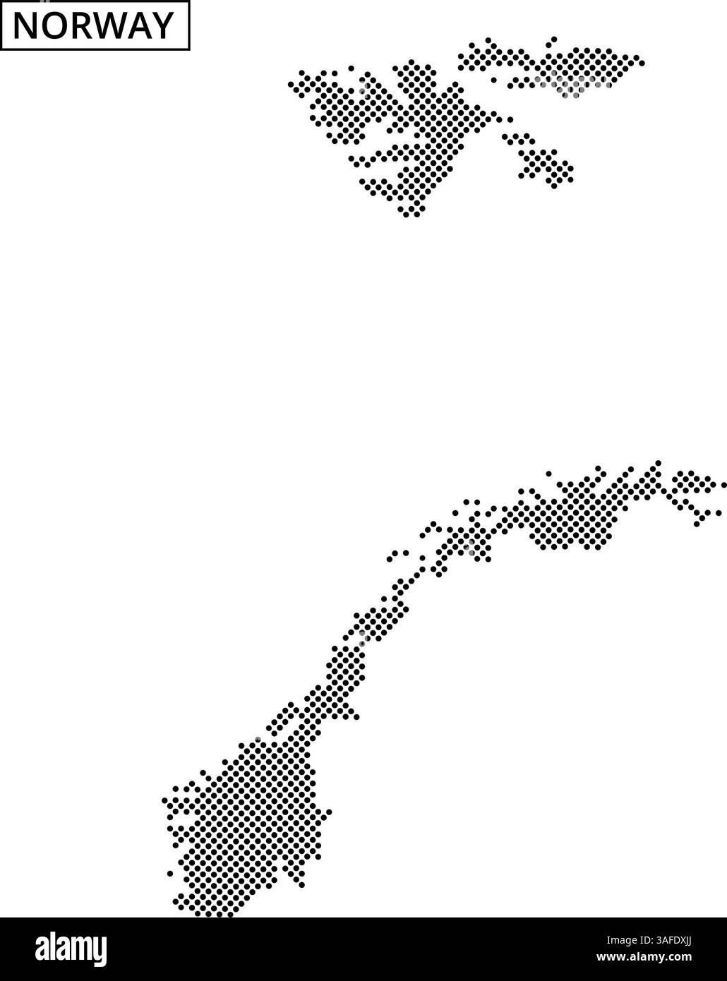 A visual representation of Norway using a dotted pattern against an ...