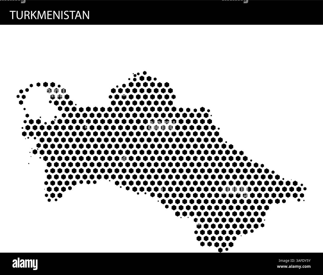The distinctive outline of Turkmenistan is created using a dotted ...