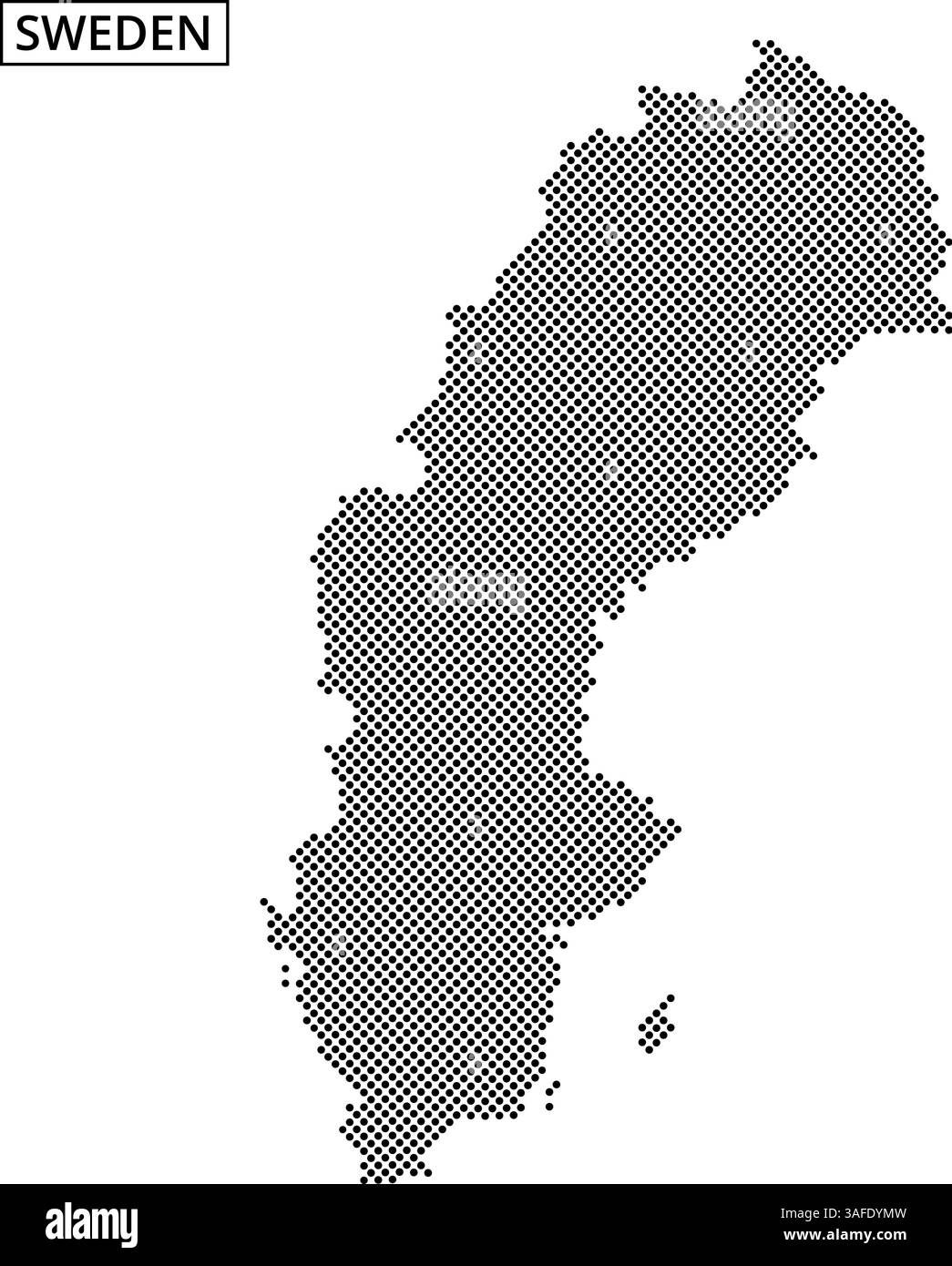 A map of Sweden is displayed using a dotted design, emphasizing its ...