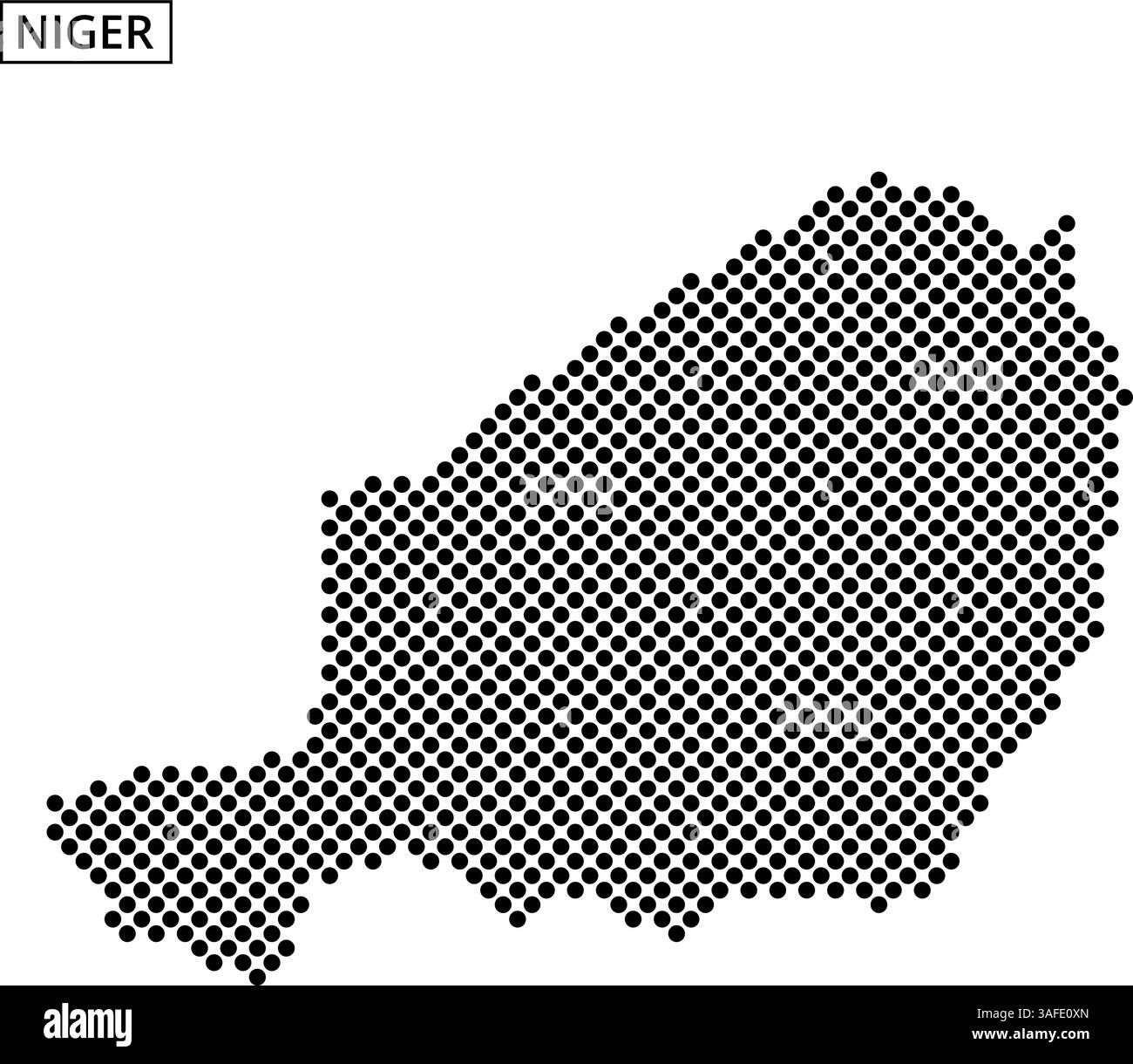 A dotted representation of Niger showcases the country's shape and ...
