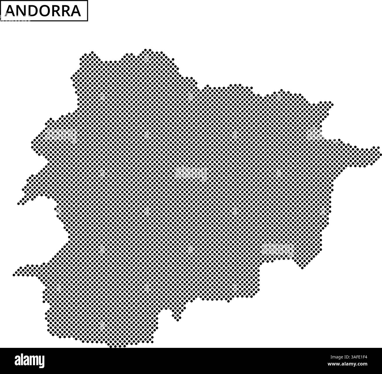 Andorra's borders are illustrated in a unique pixelated format ...