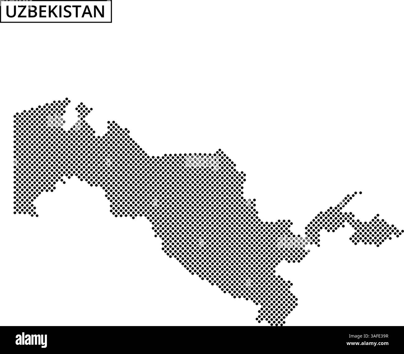 The artistic representation of Uzbekistan's map features a dotted ...