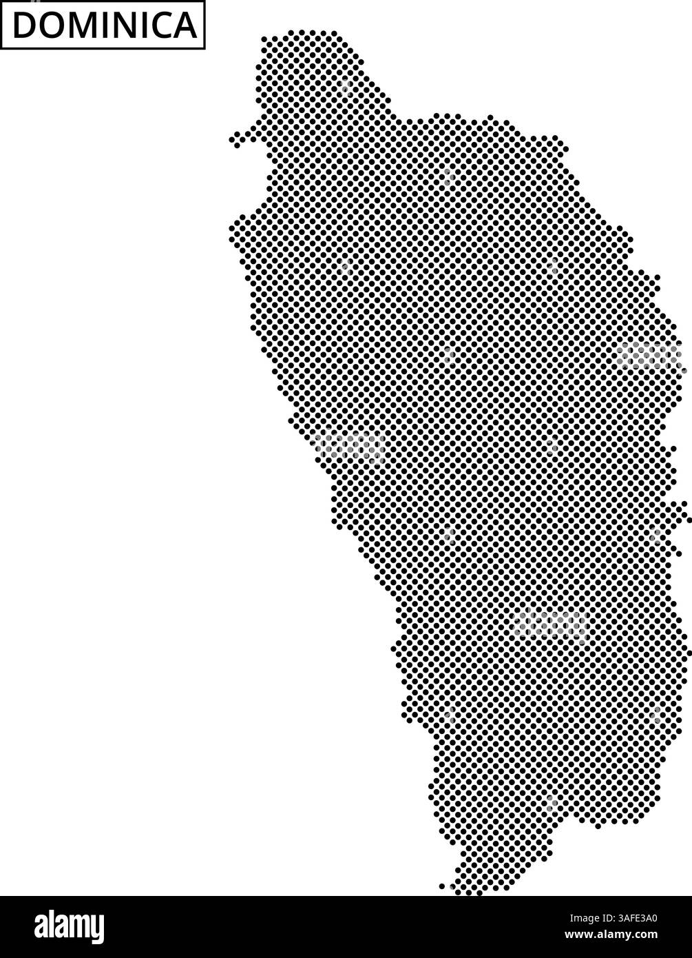A detailed representation of Dominica's outline is formed using small ...