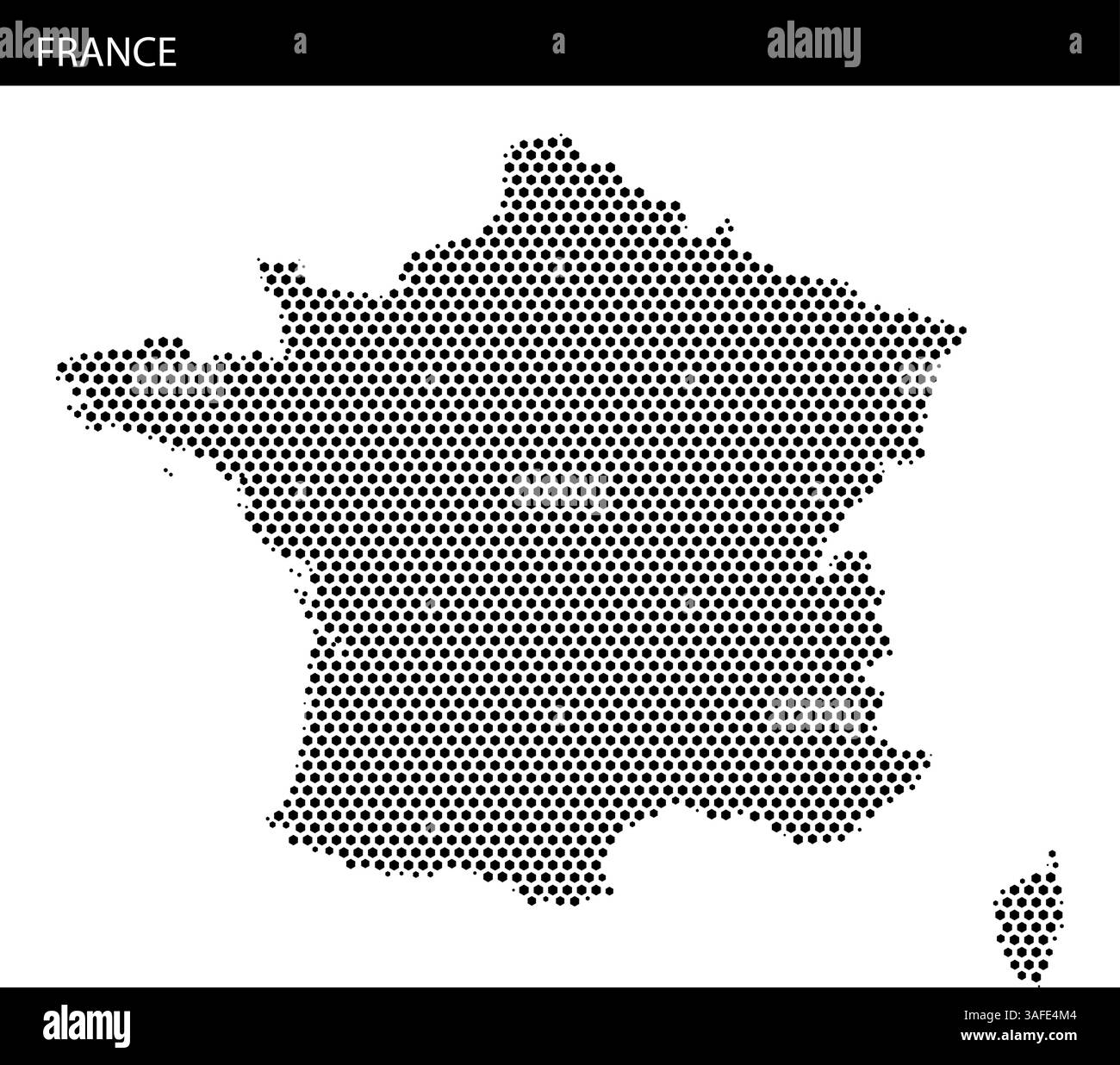 Detailed representation of France using black dots to form its ...