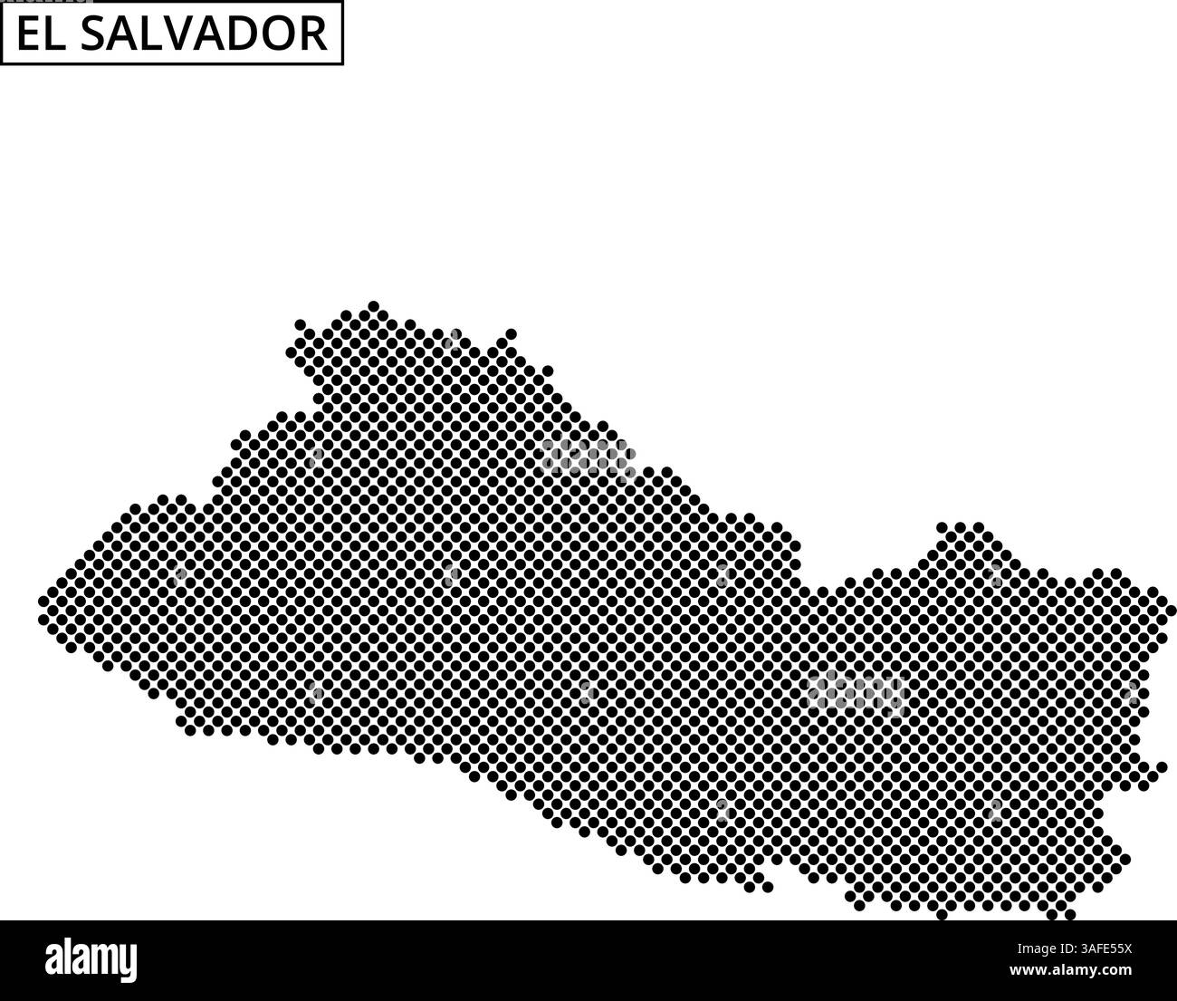 A dotted outline of El Salvador showcases the country's unique shape ...