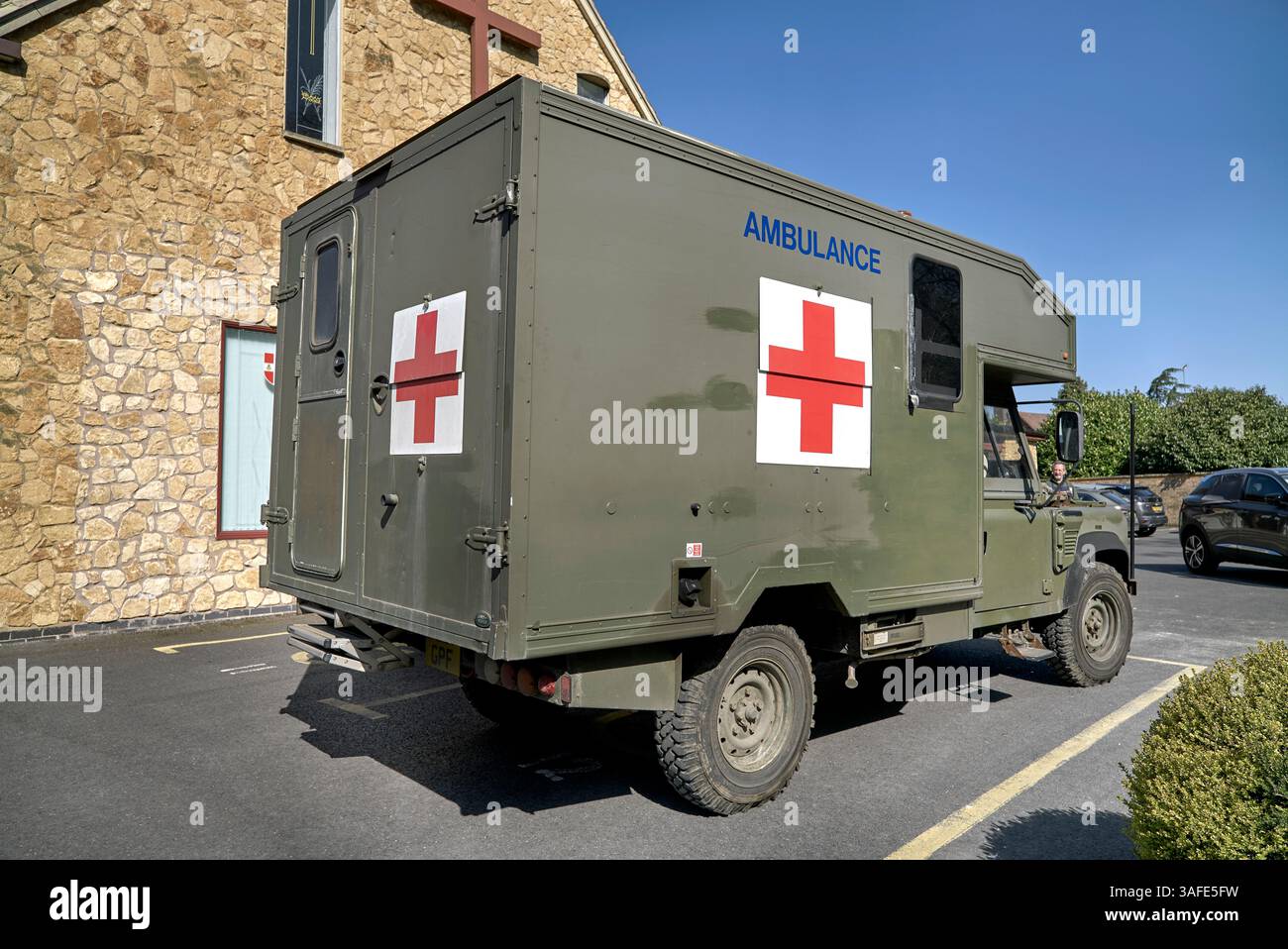 Land Rover Defender army ambulance vehicle. England, UK Stock Photo - Alamy