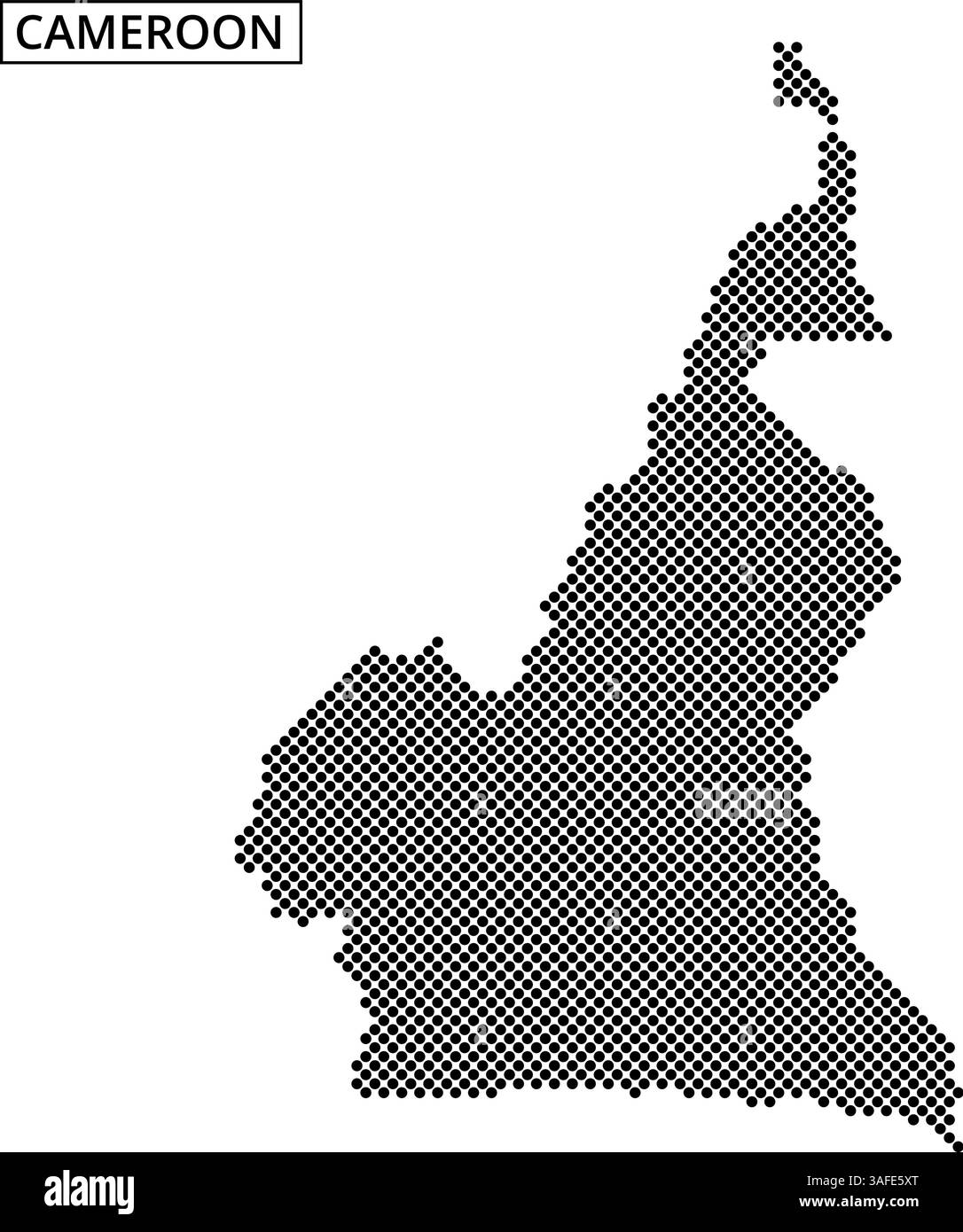 A map of Cameroon outlined in dots highlights its unique geographical features and regional ...