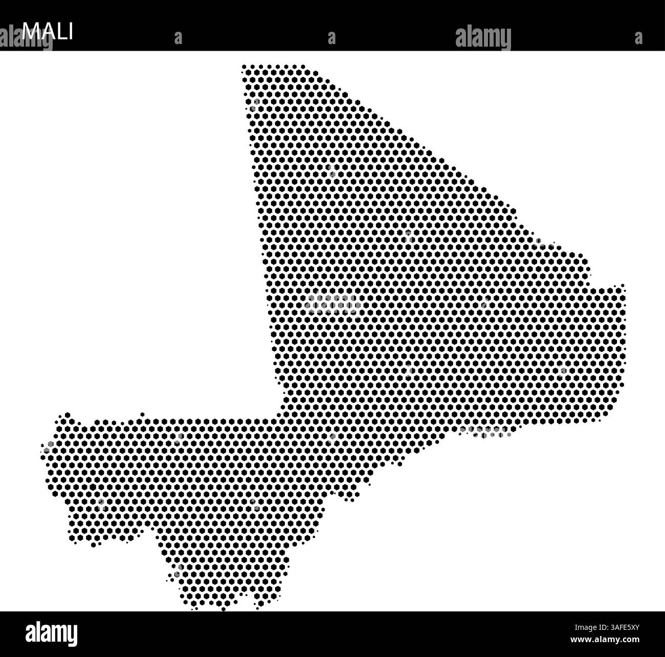 A dotted map displays the outline of Mali, highlighting its ...