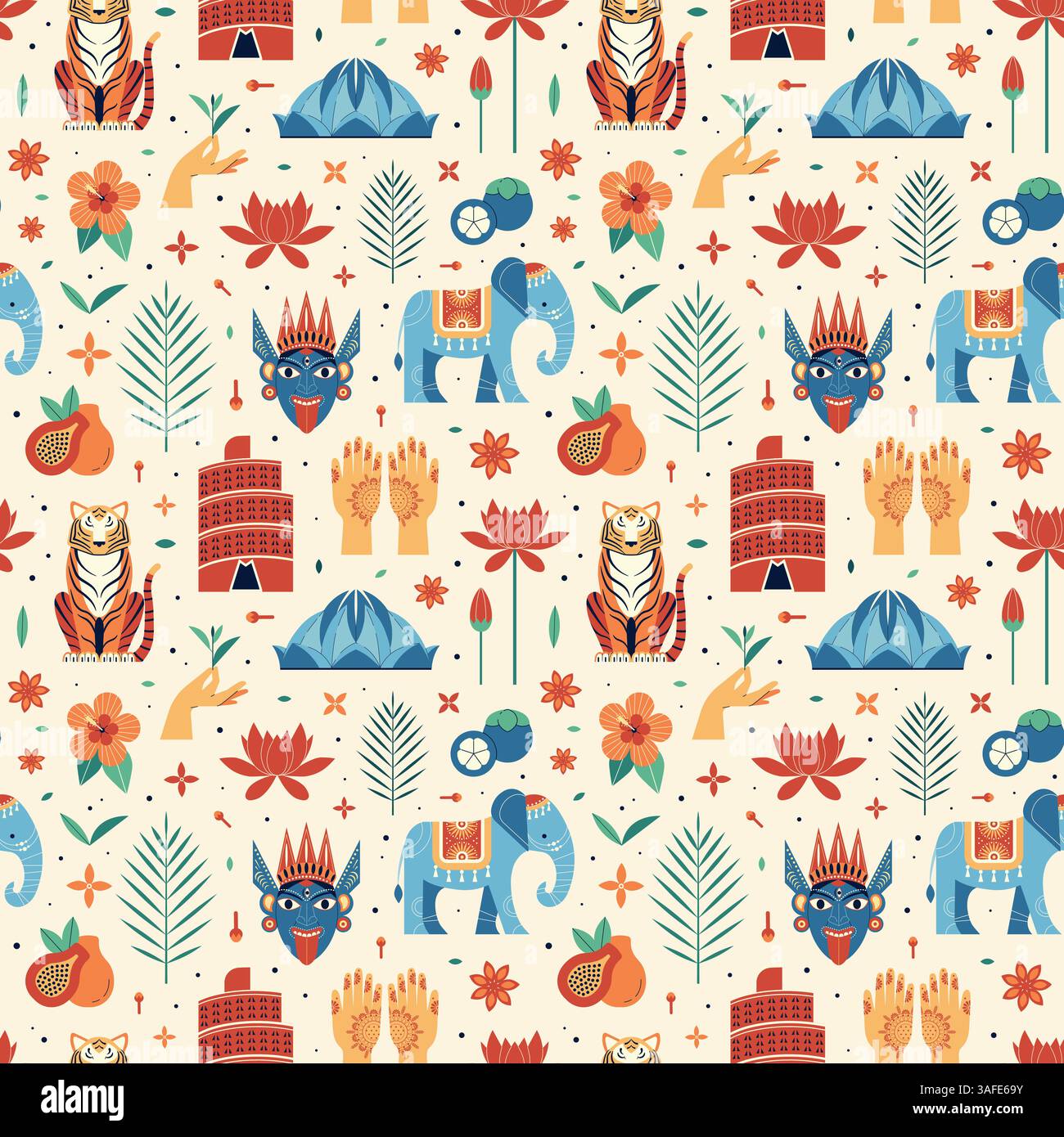 Travel to India and Asia Pattern with Symbols Stock Vector Image & Art ...