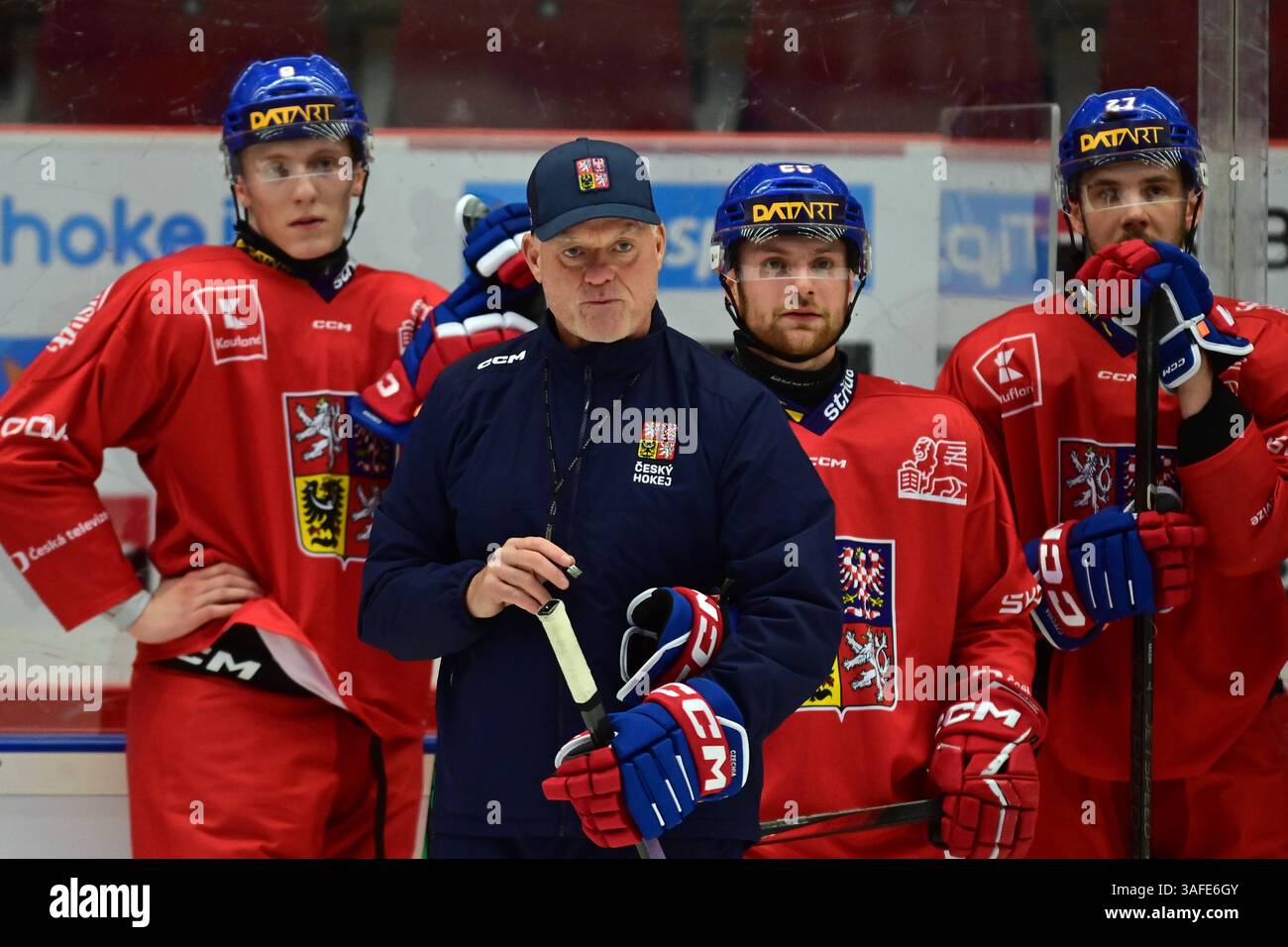 L-R Vojtech Hradec, head coach Radim Rulik, Marian Adamek and Dominik ...