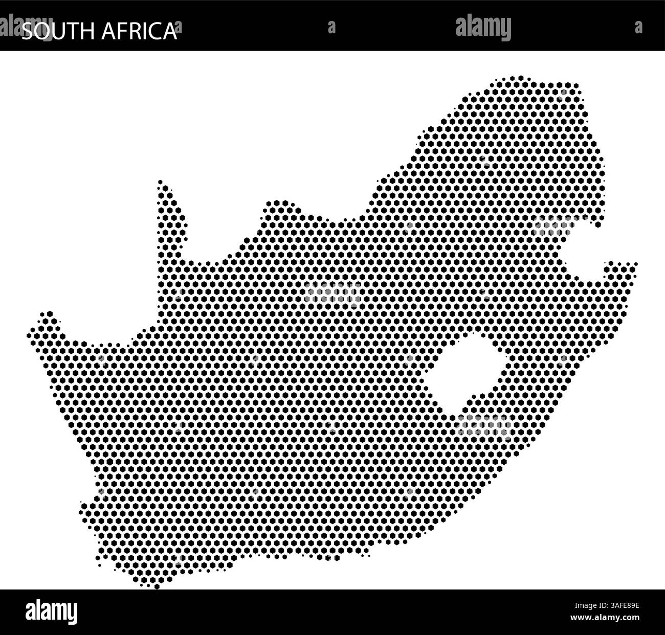 A dotted map outlines South Africa, showcasing the country's shape with ...