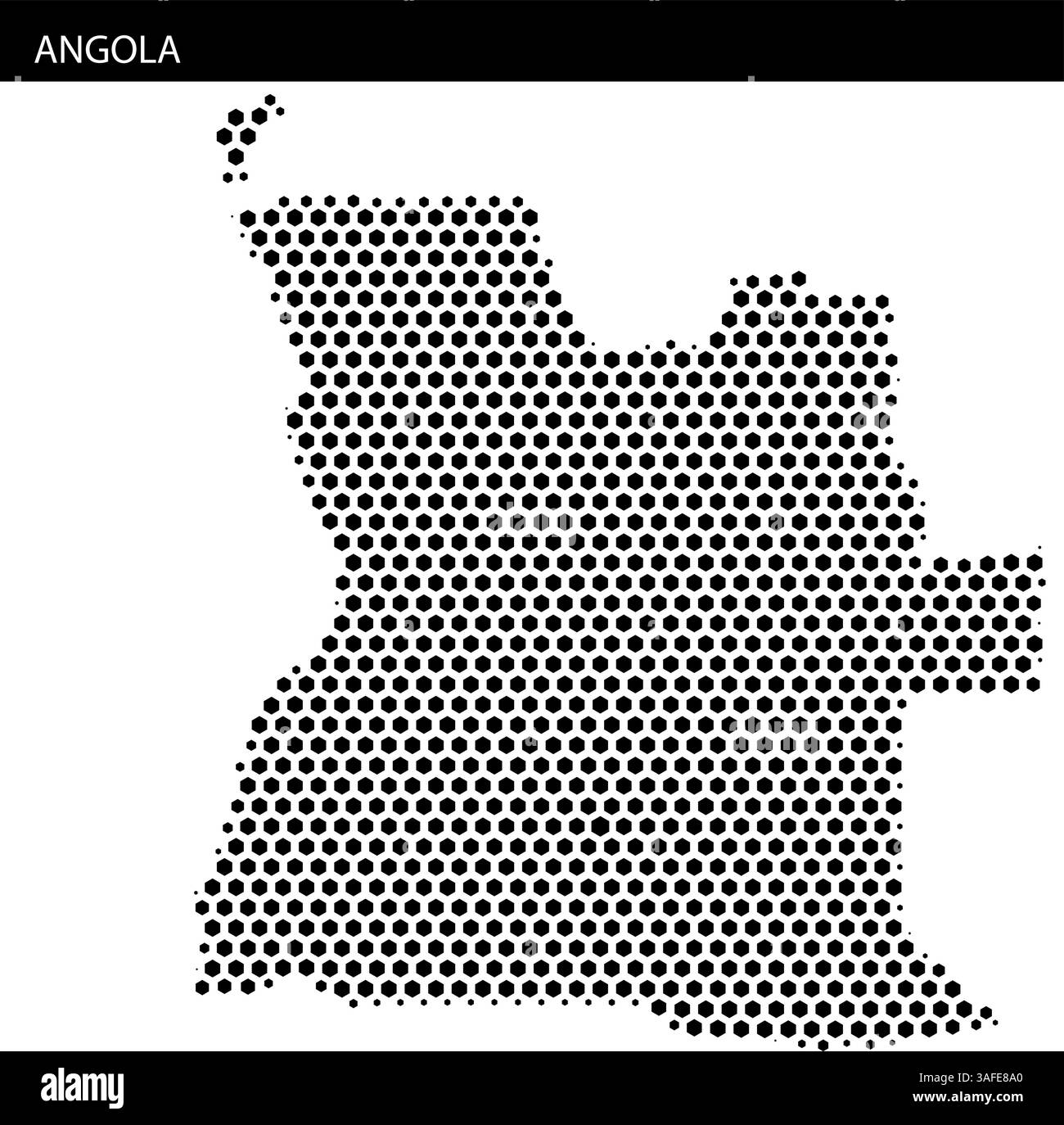A detailed outline of Angola is represented using dot patterns ...