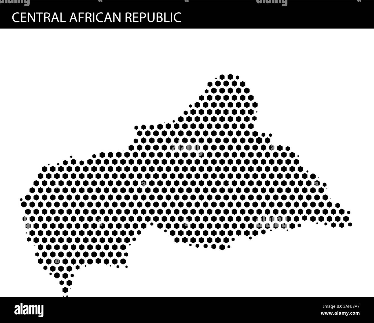 The outline of Central African Republic is displayed with a dotted ...