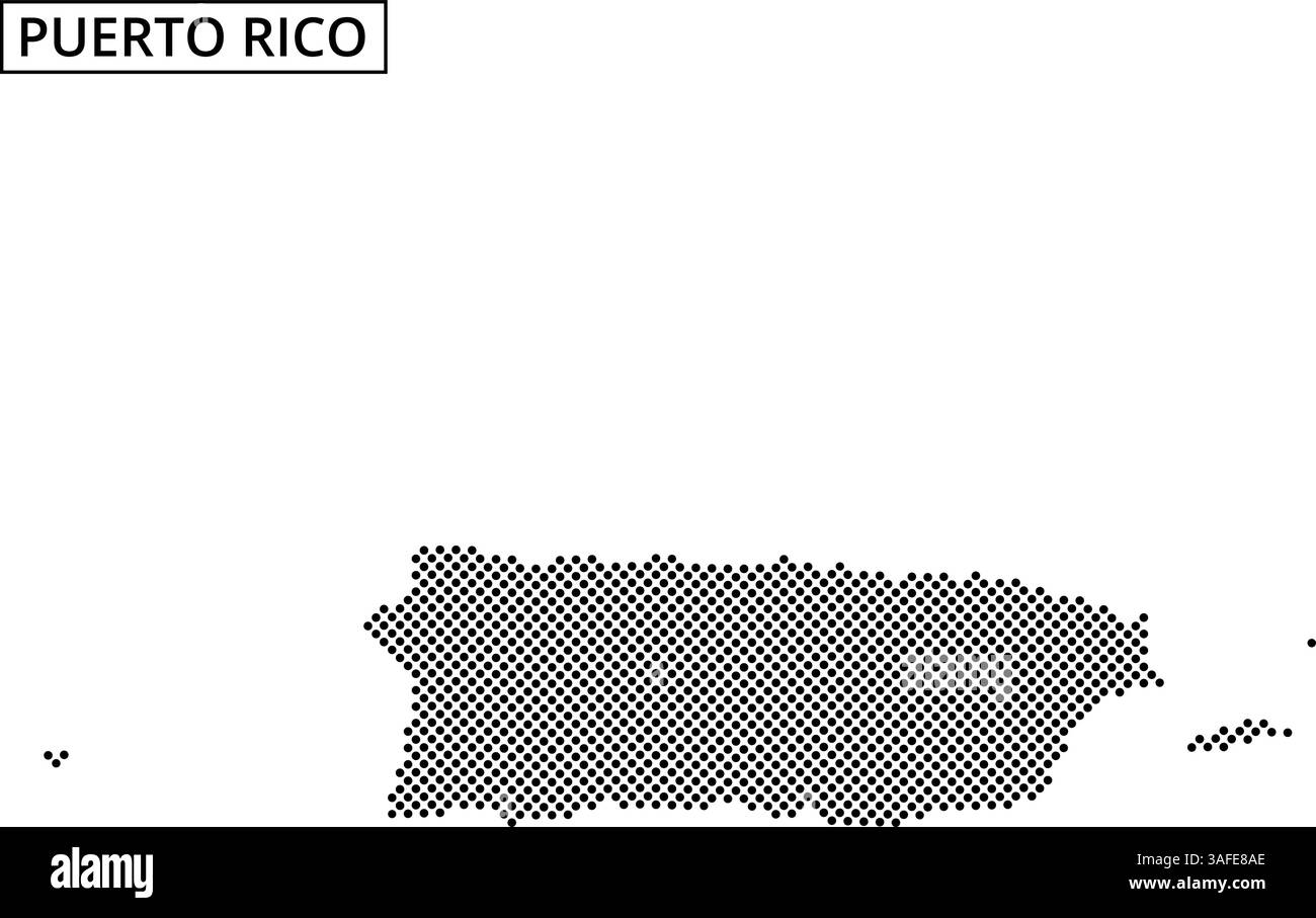 A creative map of Puerto Rico showcased with a dotted pattern and wavy ...
