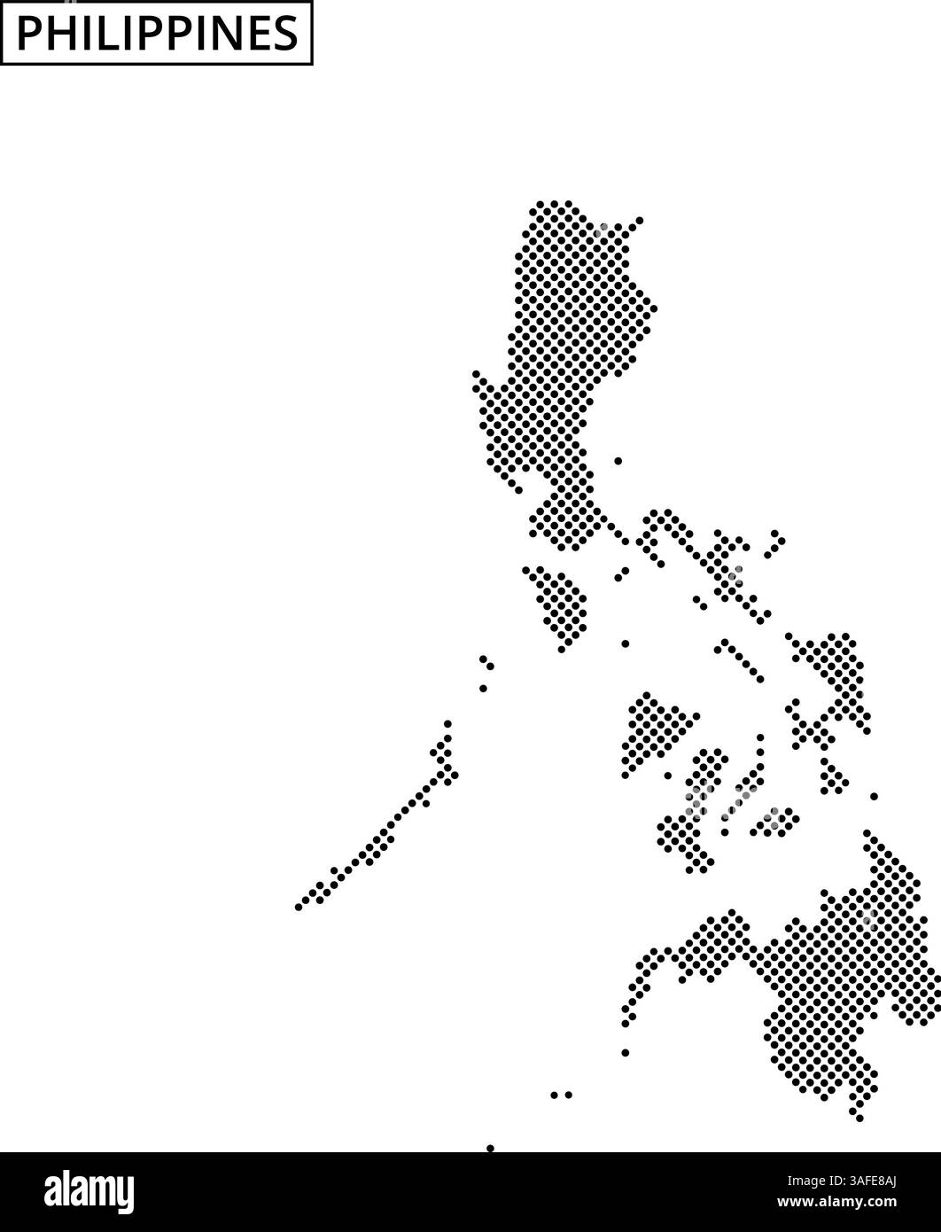 A dotted map representing the shape of the Philippines, focusing on its ...