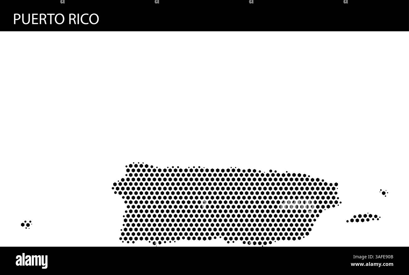 A creative map of Puerto Rico showcased with a dotted pattern and wavy ...