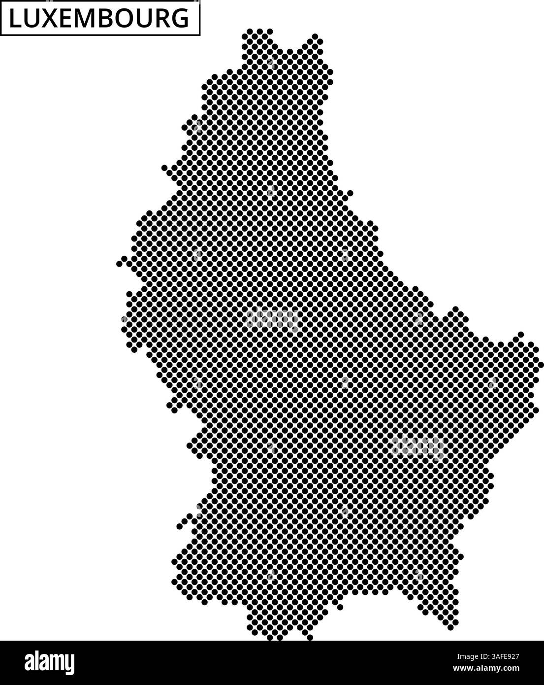 This map displays Luxembourg's outline in a unique dotted design ...