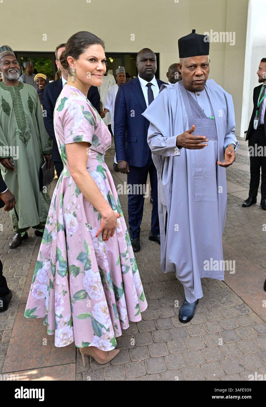 Abuja, Nigeria. 07th Apr, 2025. Crown Princess Victoria of Sweden meets ...
