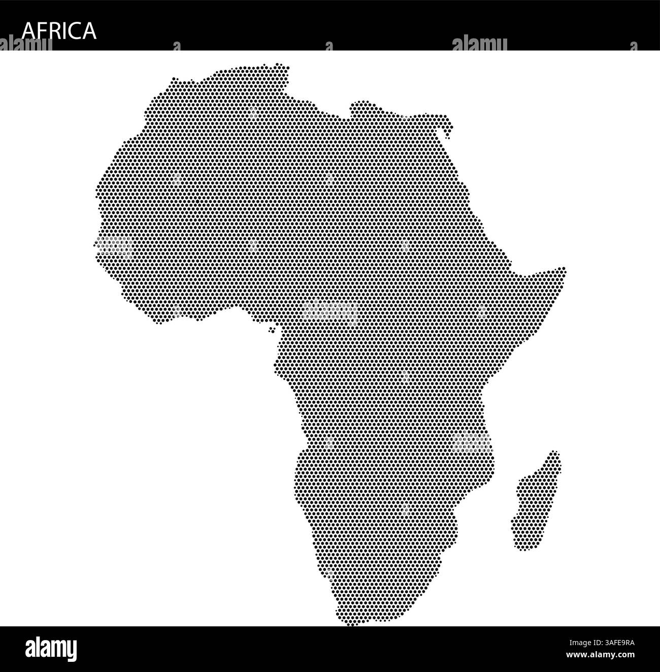 Black dotted outline displays the continent of Africa, highlighting its ...