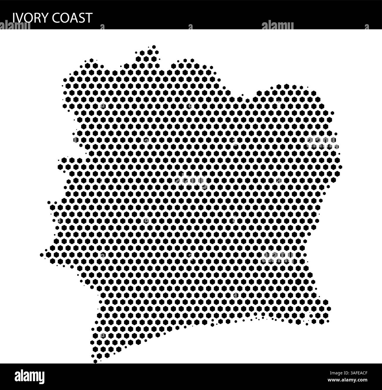 A textured representation of the geographic outline of Ivory Coast ...