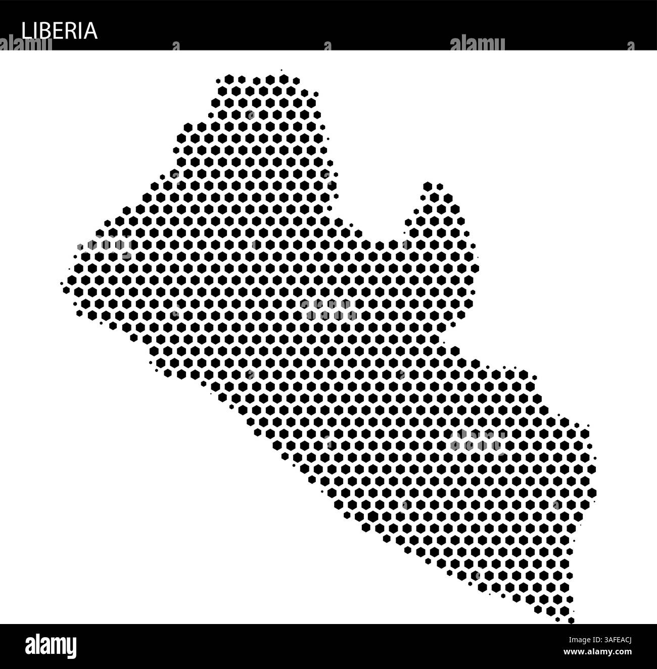 A dot pattern illustration outlines the map of Liberia, emphasizing its ...