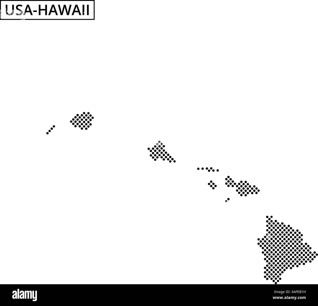 This visual displays an outline map of Hawaii featuring a dotted ...