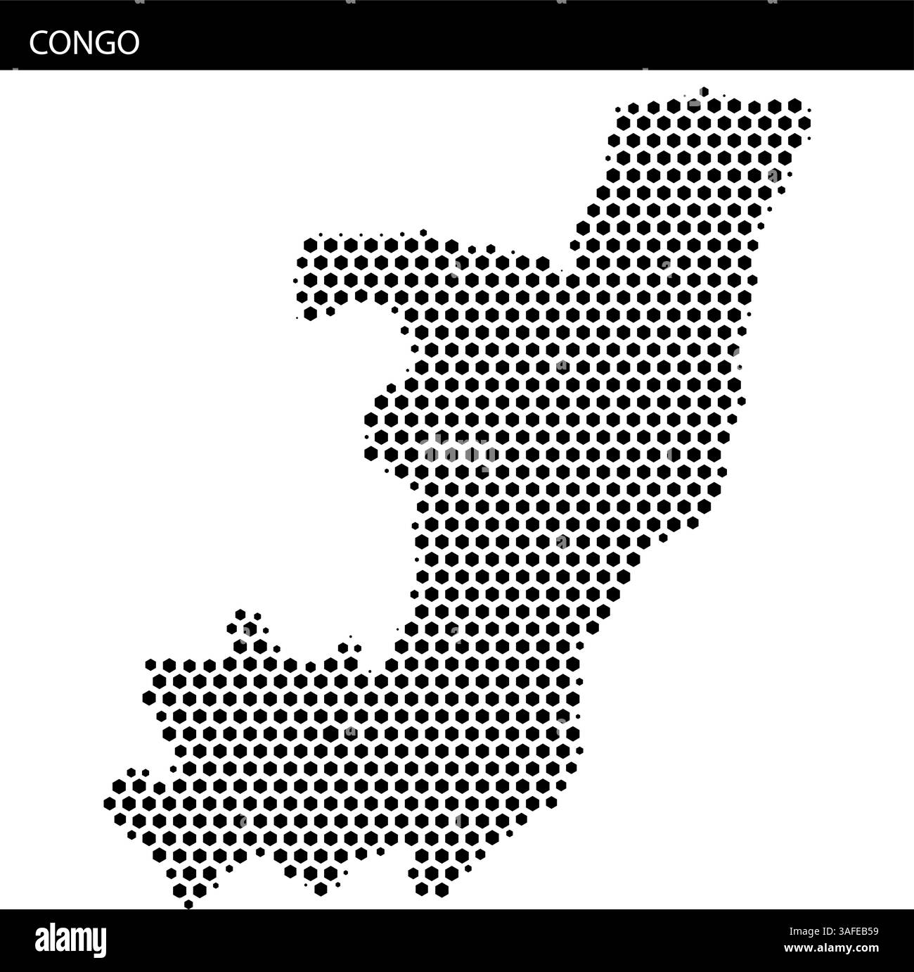 The dotted outline of Congo highlights the country's shape and ...