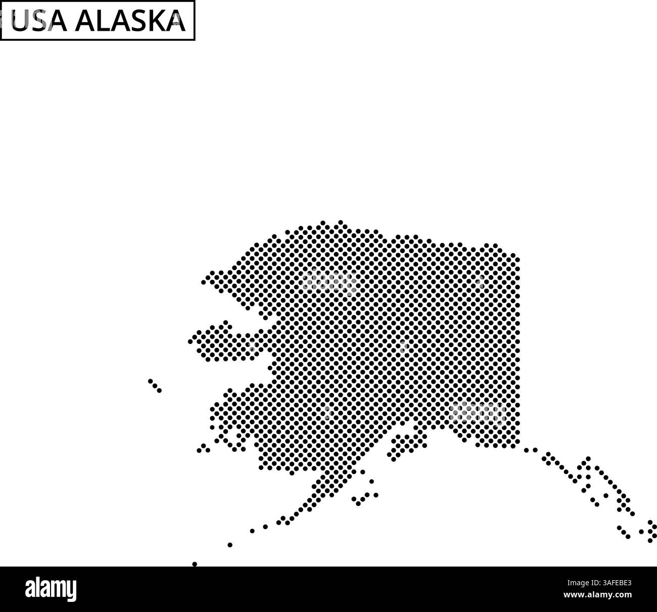 Dots create a visual representation of Alaska, emphasizing its unique ...