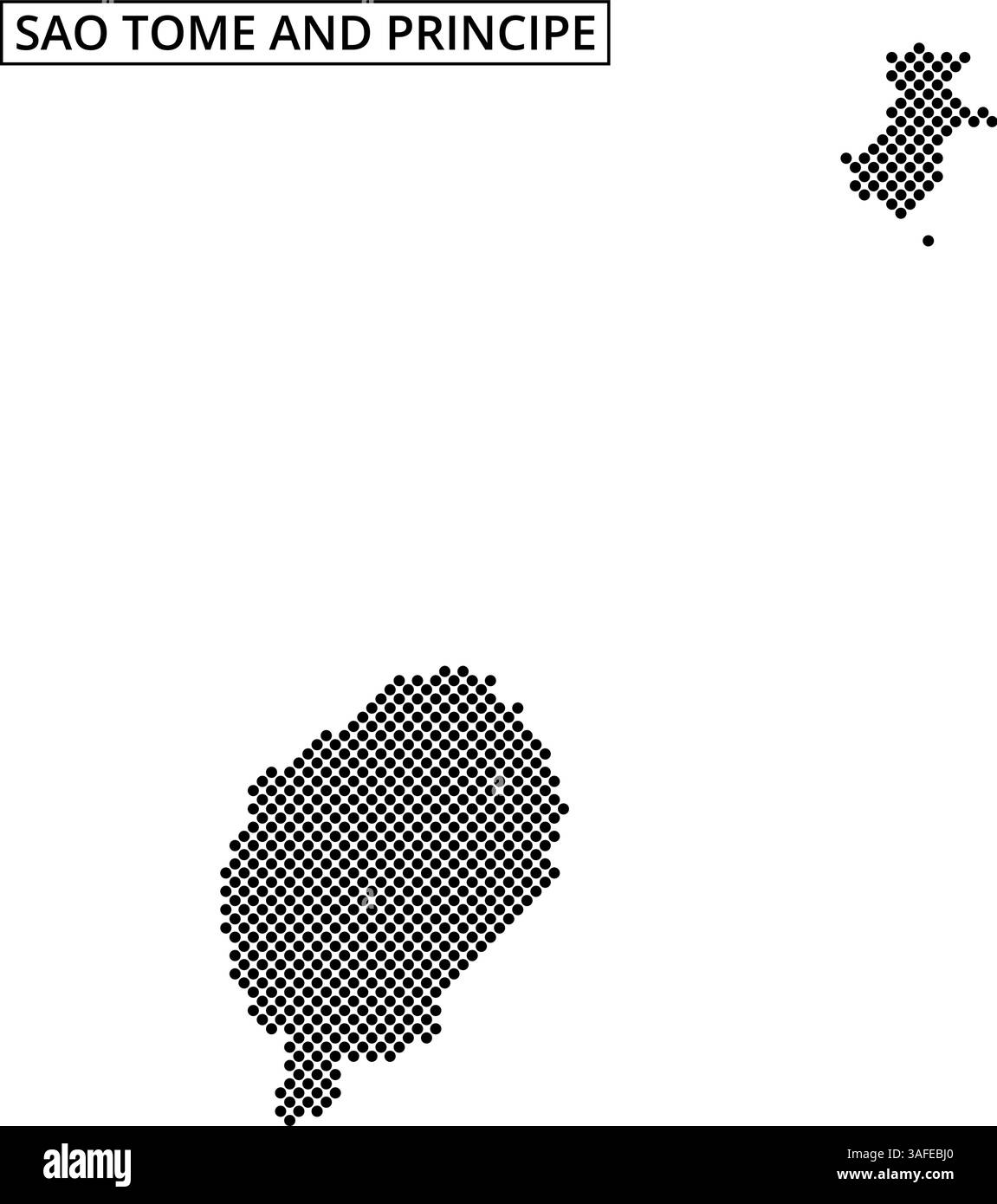 The graphic showcases a pixelated outline of Sao Tome and Principe ...