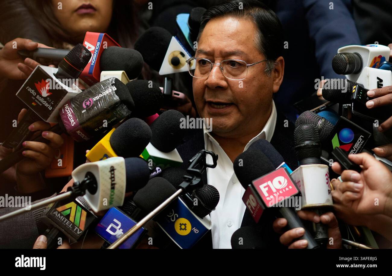 Bolivian President Luis Arce gives a press conference at the ...