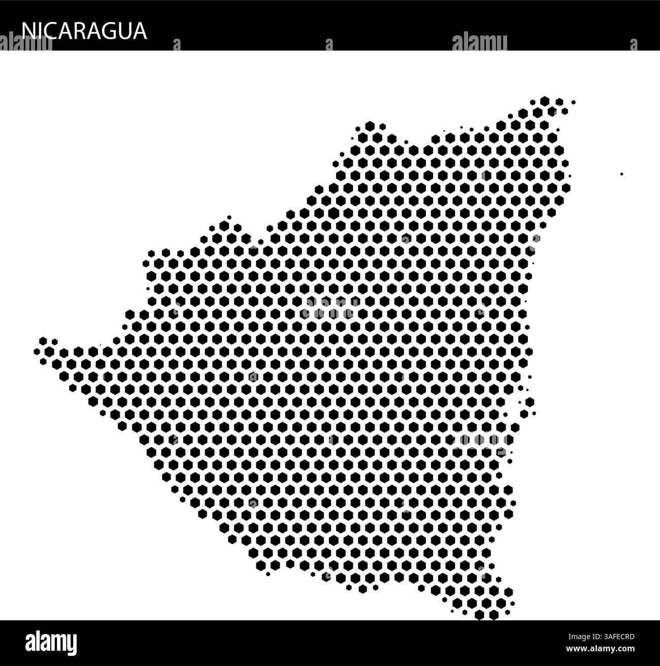A unique dot pattern map of Nicaragua, highlighting its geographic ...