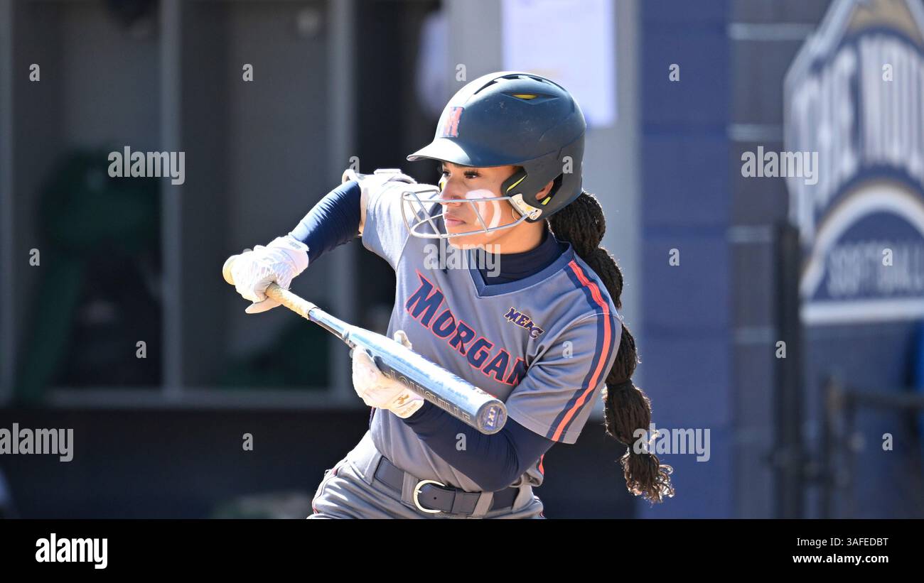 Morgan St's Morgan Alvarez bats during an NCAA softball game on ...