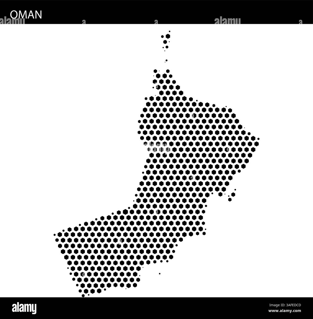 A detailed outline of Oman illustrated with a dotted texture ...
