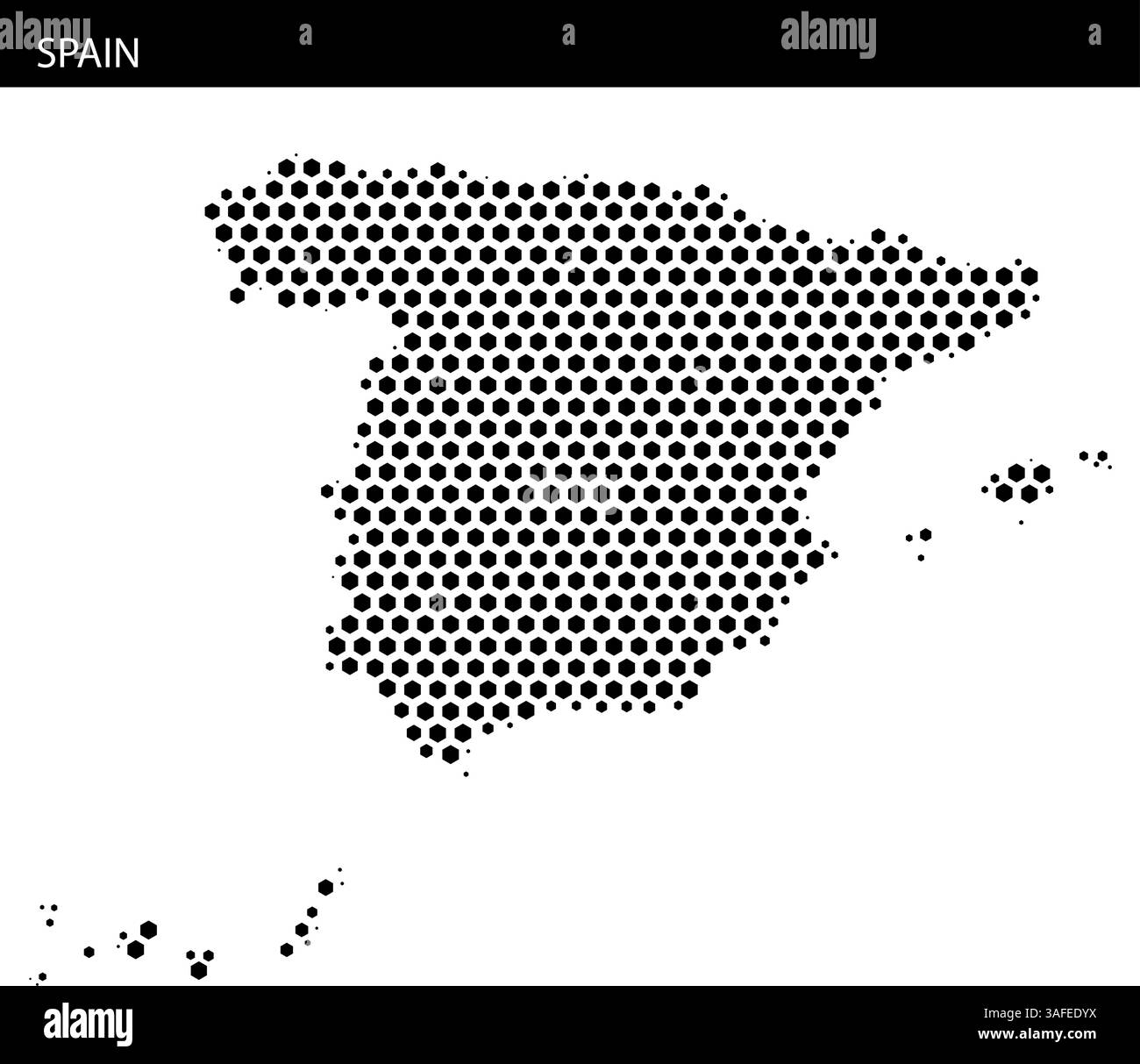 A dotted map highlights the geographical shape of Spain, focusing on ...