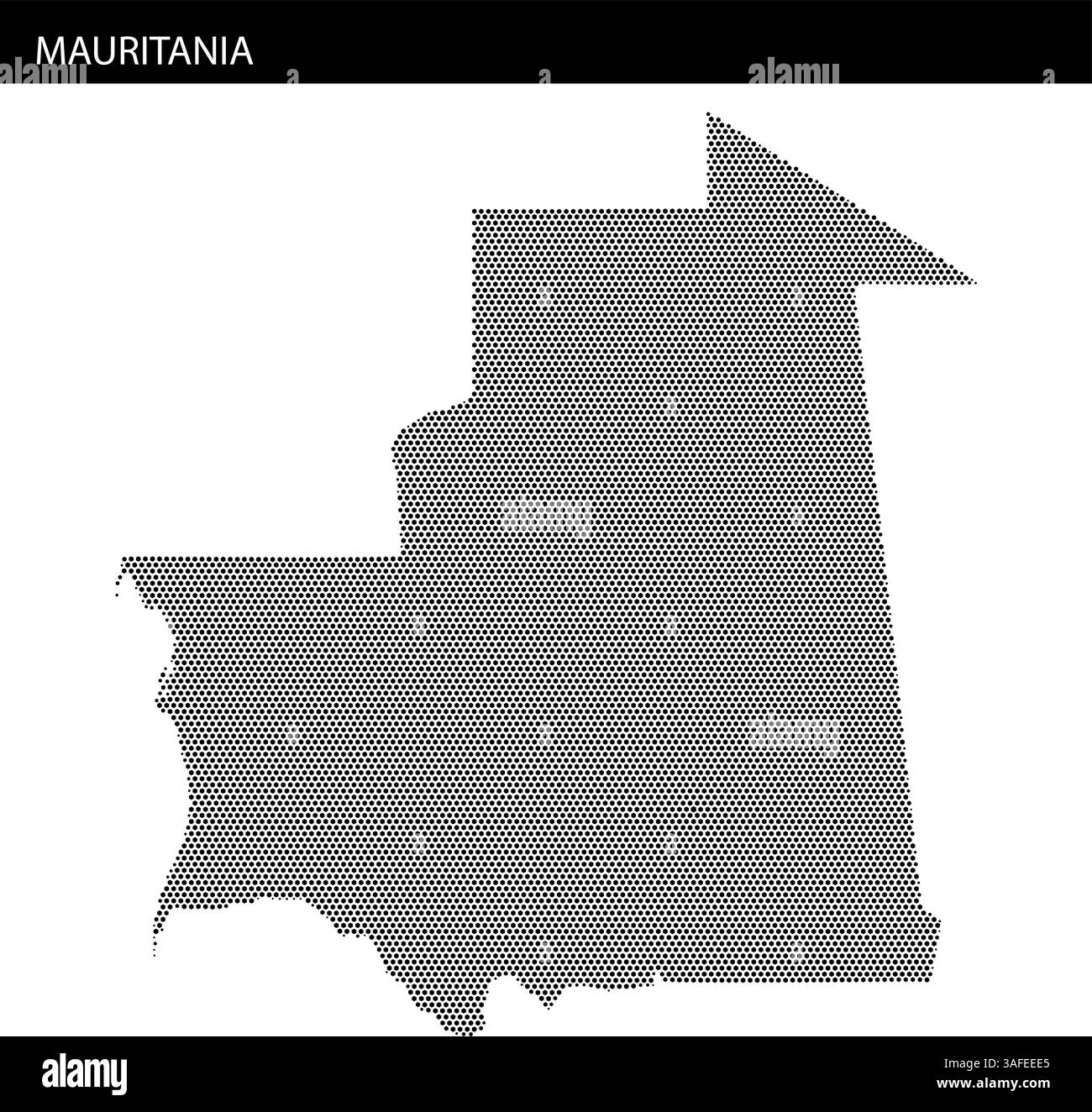 This creative depiction features a dotted map of Mauritania ...