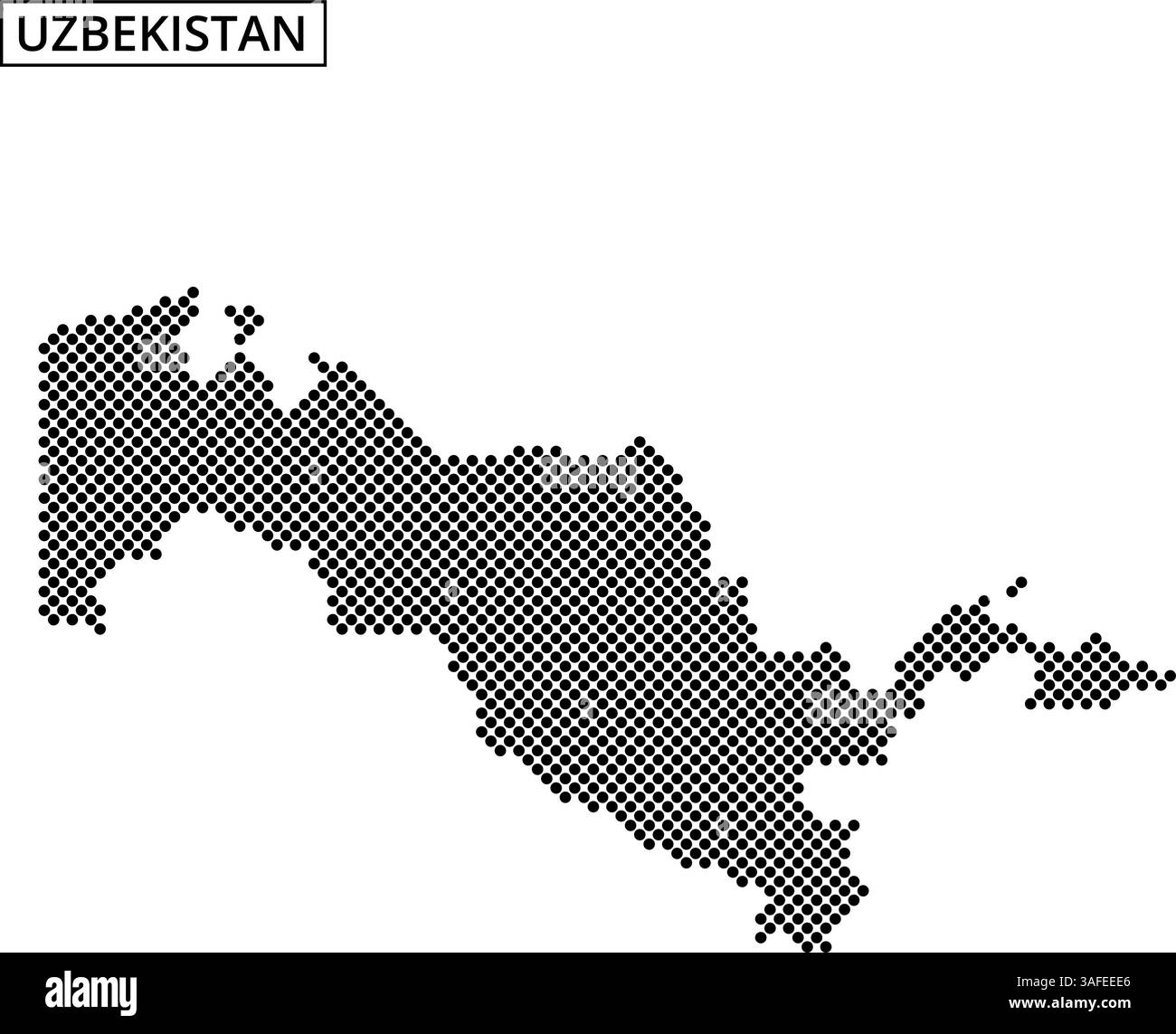 The artistic representation of Uzbekistan's map features a dotted ...