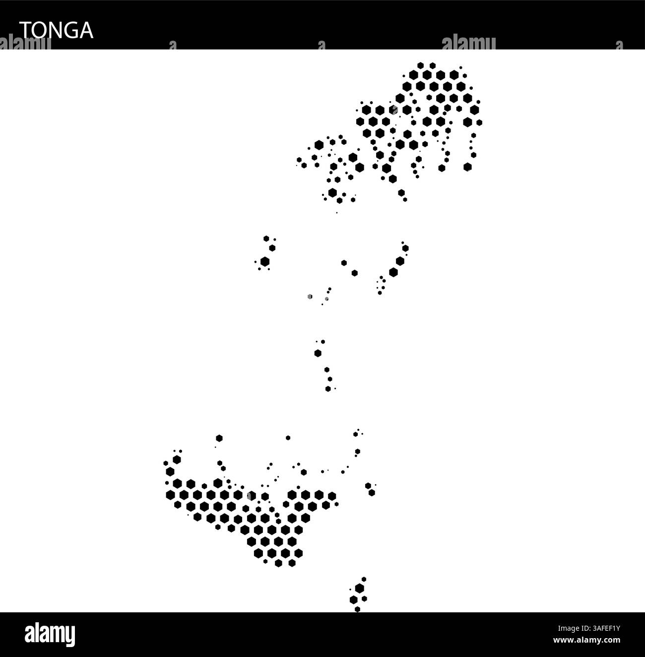 A detailed dot pattern outlines the islands of Tonga, emphasizing its ...