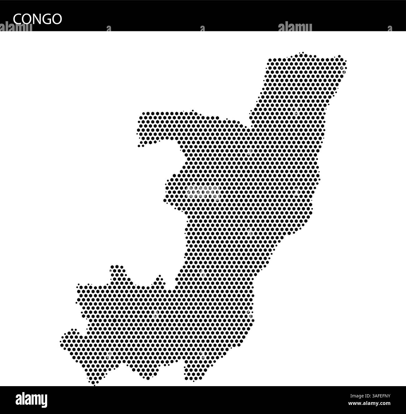 The dotted outline of Congo highlights the country's shape and ...
