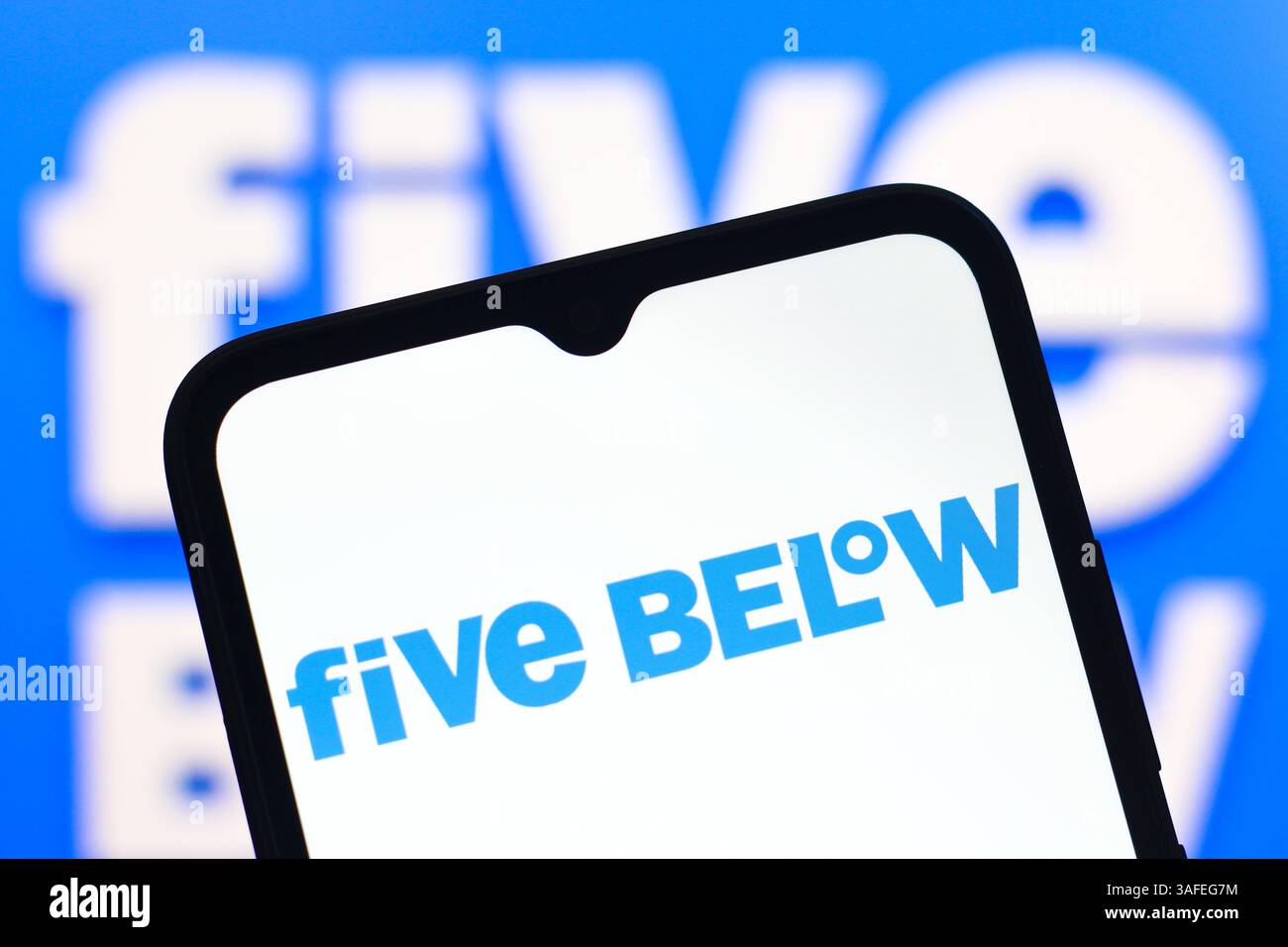 Canada. 07th Apr, 2025. In this photo illustration, the Five Below logo is seen displayed on a ...