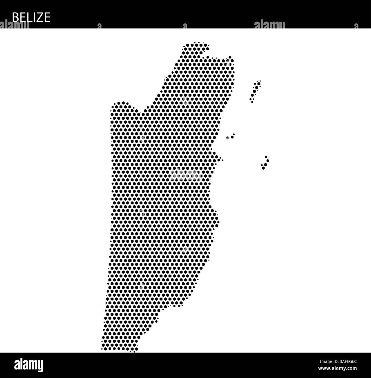 Black and white illustration of the map of Belize highlighting its ...