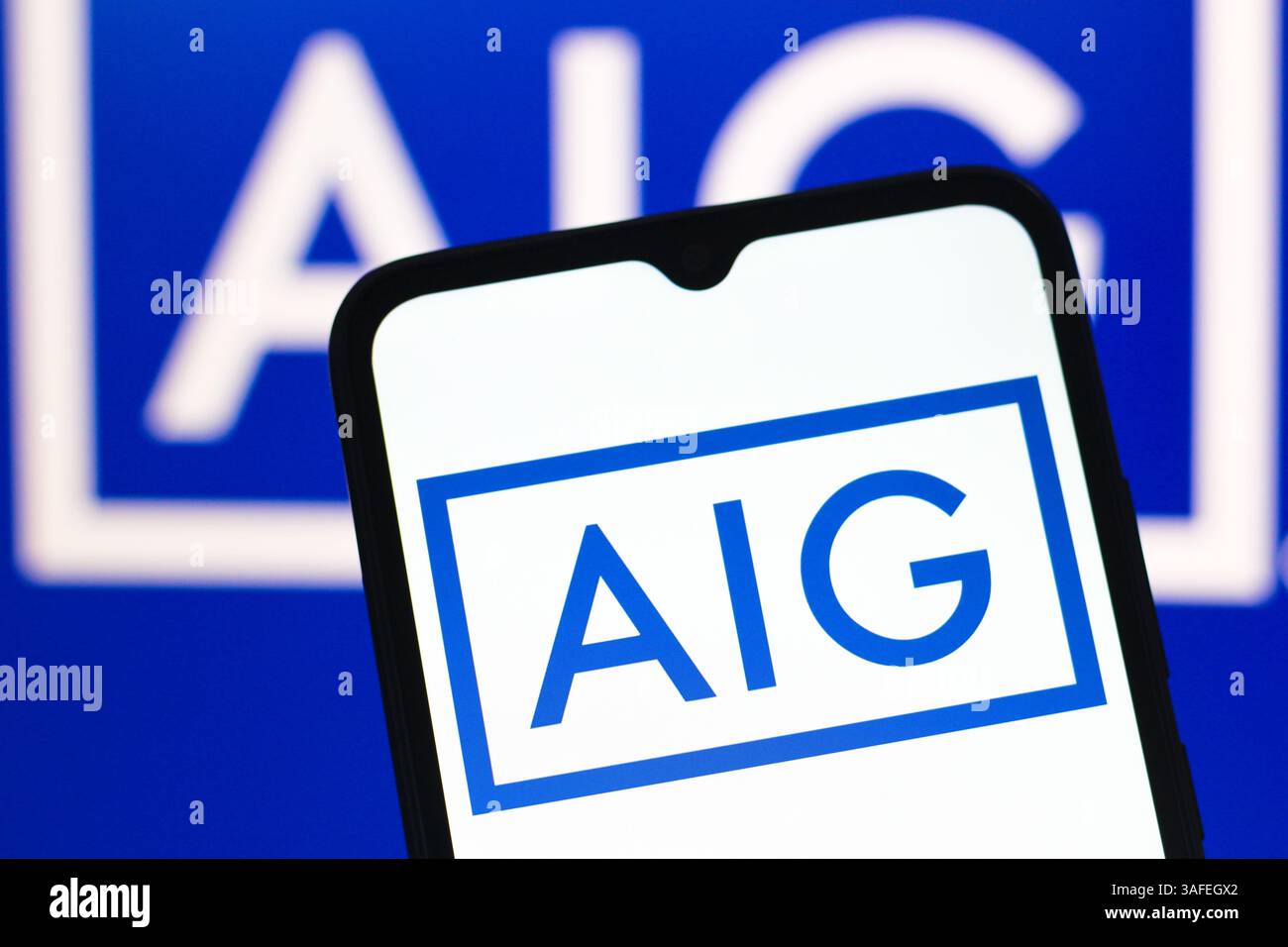 Canada. 07th Apr, 2025. In this photo illustration, the AIG (American International Group) logo ...
