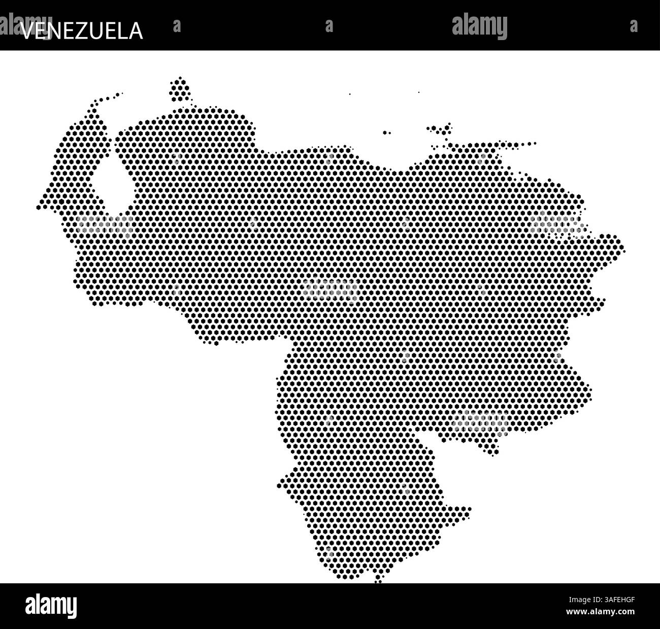 A detailed map outline of Venezuela created with a dotted design ...